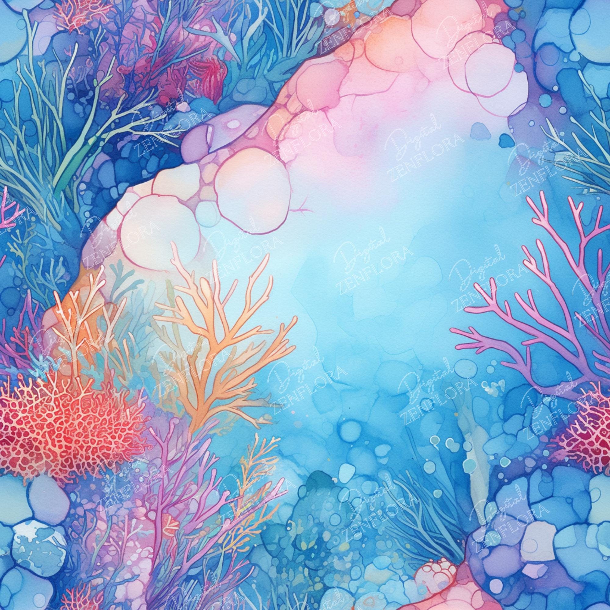 30 Sea Coral Seamless,watercolor Sea Coral Seamless Pattern Collection ...
