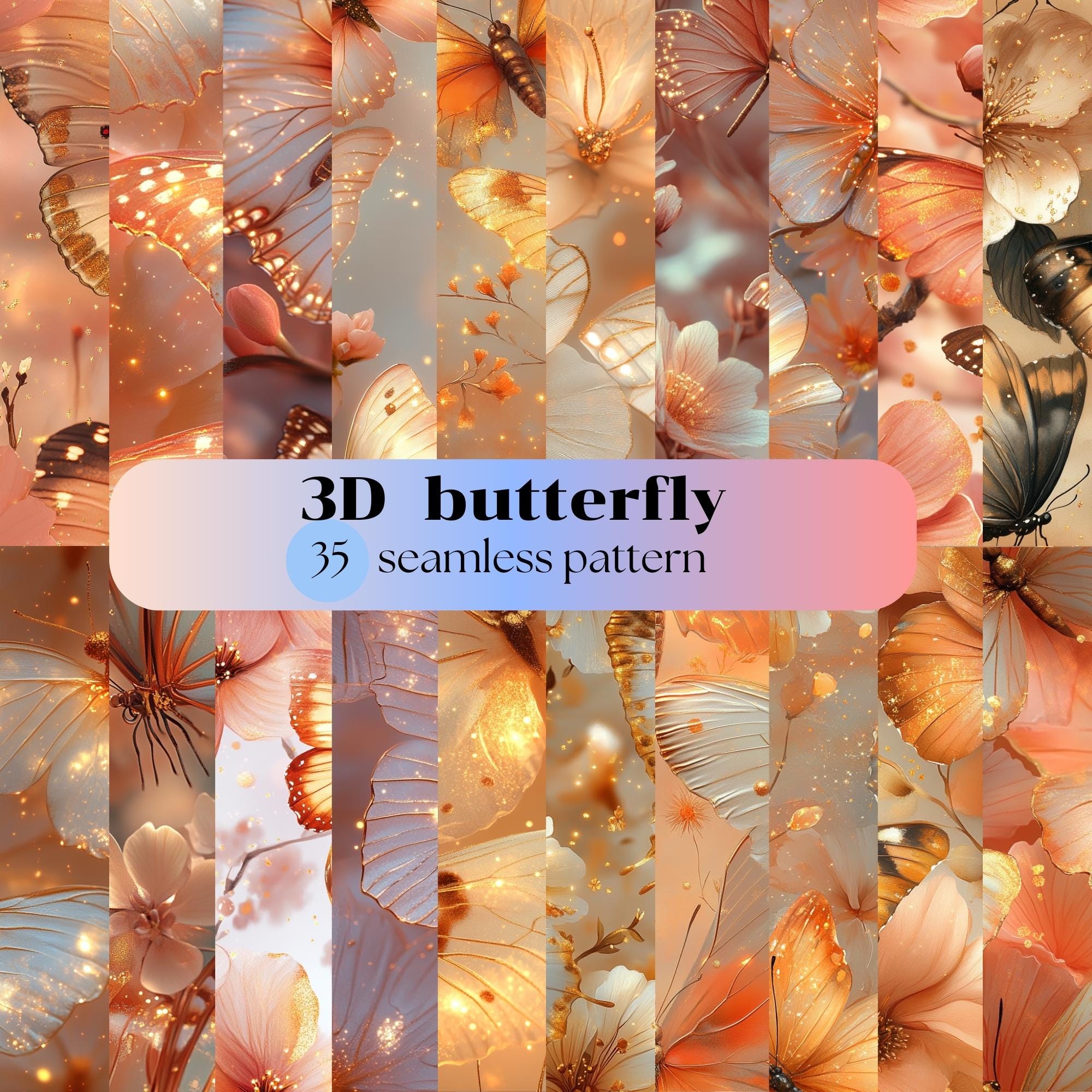 3D Butterfly Seamless,orange Butterfly Pattern,printable Paper ...