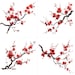 Red Sakura Clipart: Watercolor Cherry Blossom Branch (digital Download ...