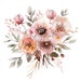 6 Pink Flowers Clipart, Boho Flowers, Watercolor , PNG Files , 300 DPI ...