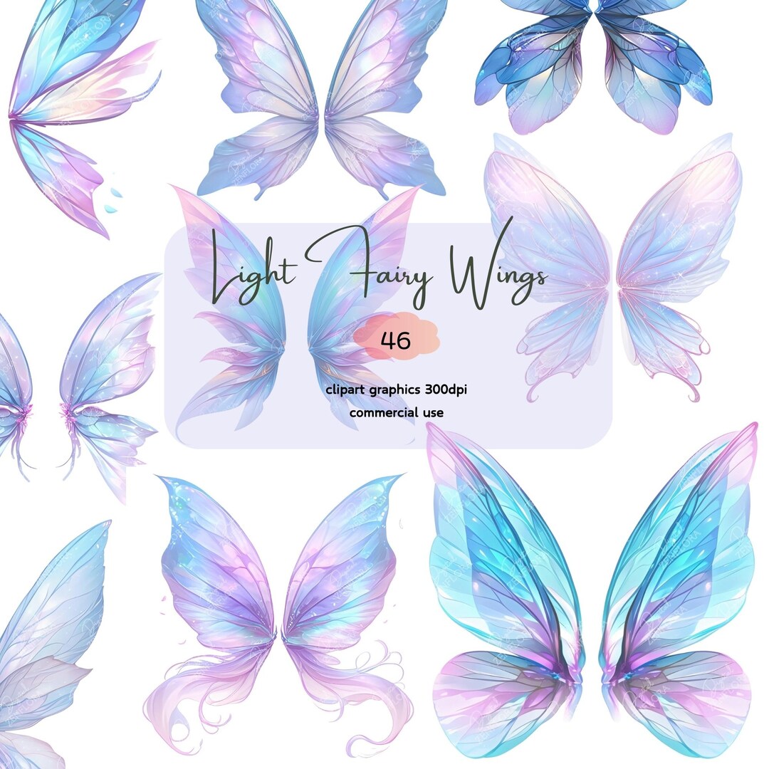 Light Fairy Wings Clipart,butterfly Wings,angel Wings ,elegant,blue ...
