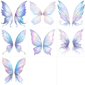 Fairy Wings Clipart: Blue & Pink Angel, Butterfly PNG (digital Download ...