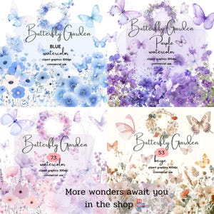Butterfly Garden Clipart Bundle: Wildflower PNG Files (digital Download ...