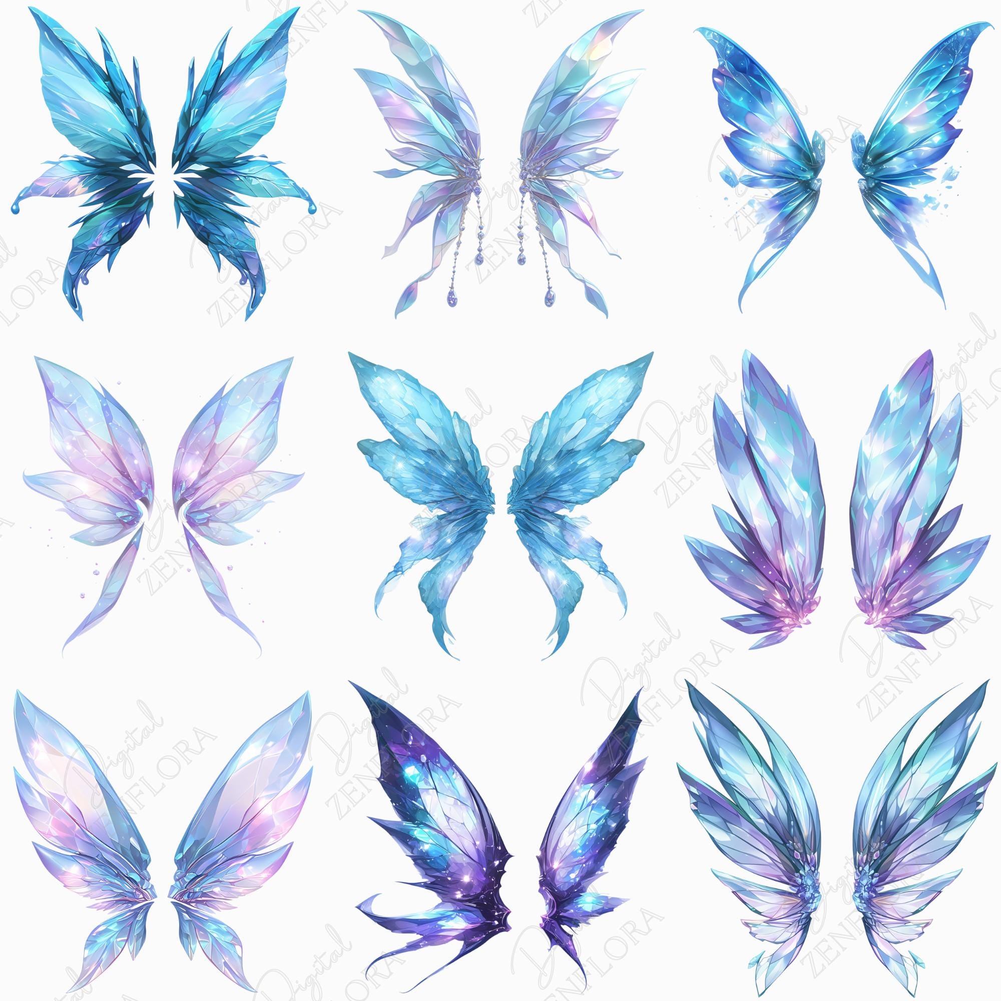 Crystal Fairy Wings Clipart,butterfly Wings,angel Wings ,blue,pink,png ...
