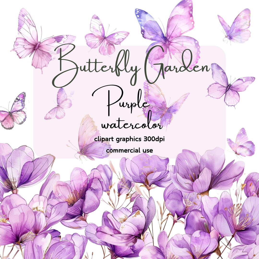 Butterfly Garden Clipart,purple Butterfly Clipart,flower Clipart,png ...