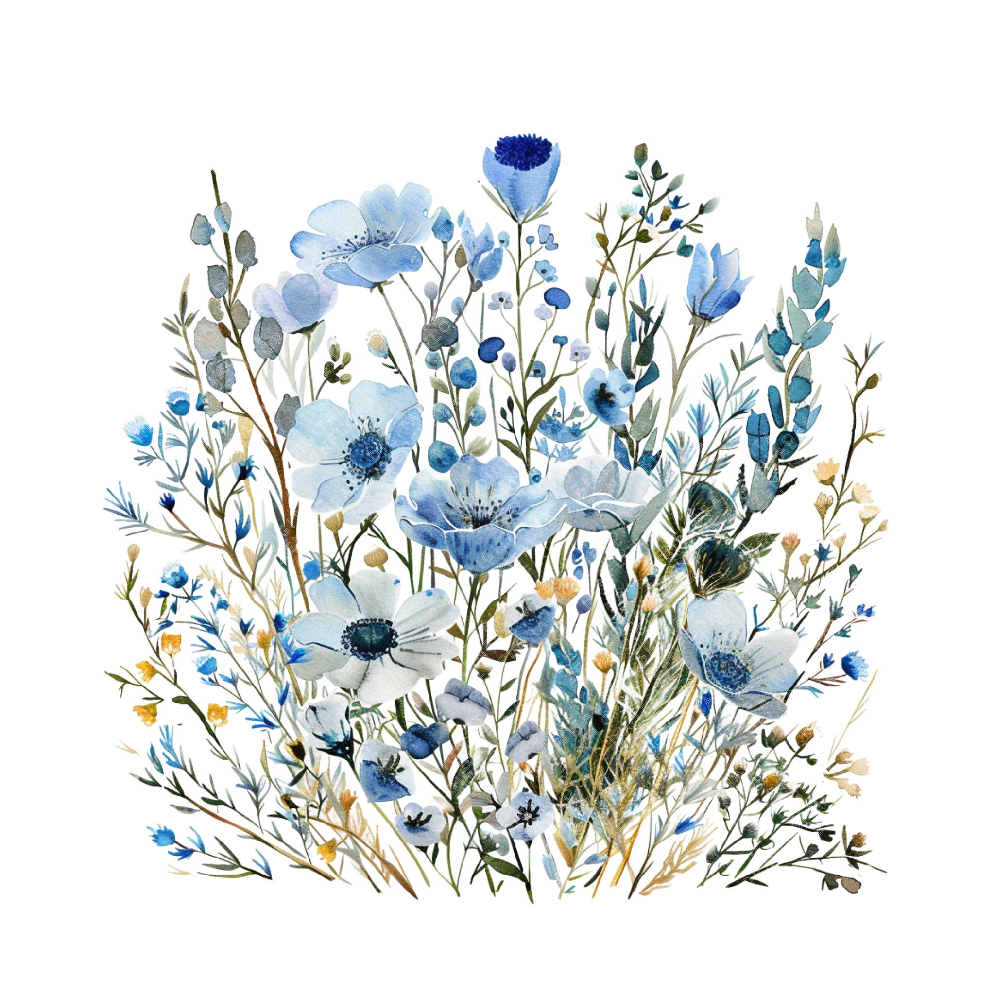 8 Wildflowers Clipart ,boho Flower, Watercolors, Printable Art ...