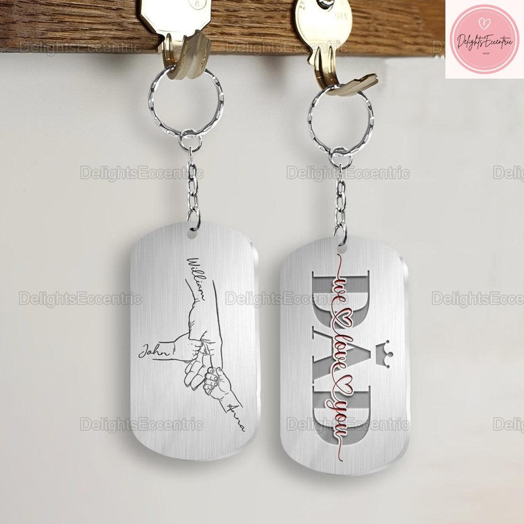 Custom Father's Day Fist Bump Keychain, Daddy and Baby Holding Hands ...