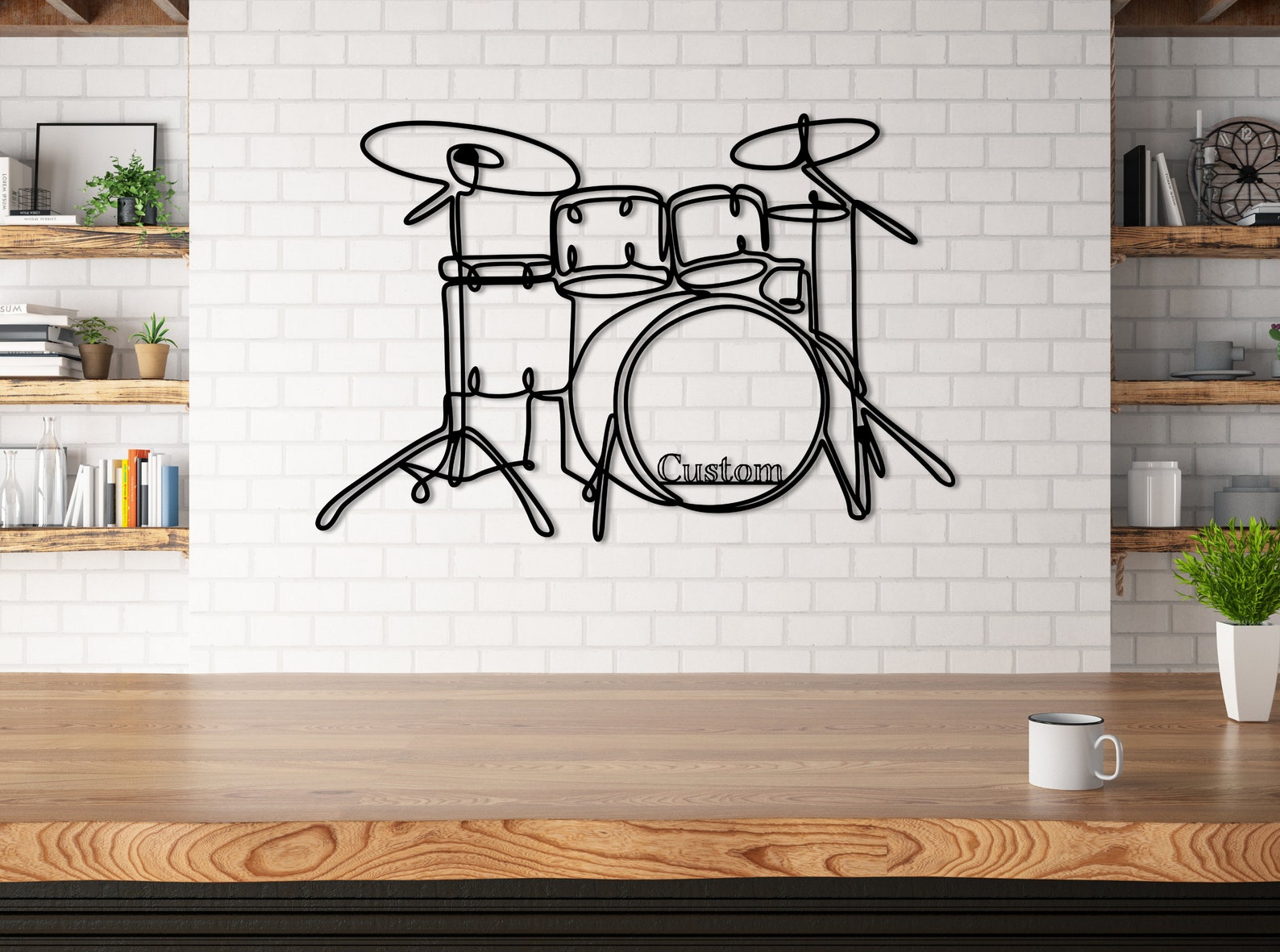 Modern Line Art Drum Set Wall Decor Gift for Drummers and Music Lovers ...
