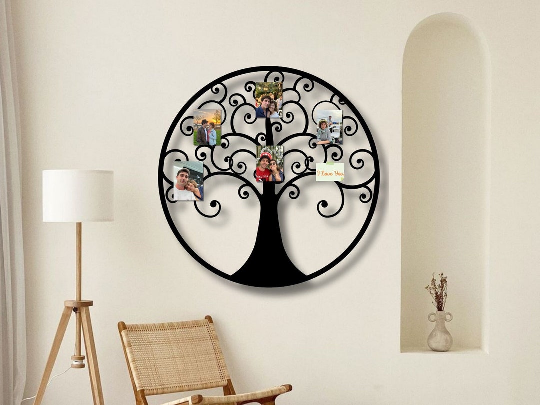 Metal Family Tree of Life Decor With 5 Photo Set Printing for Collages ...
