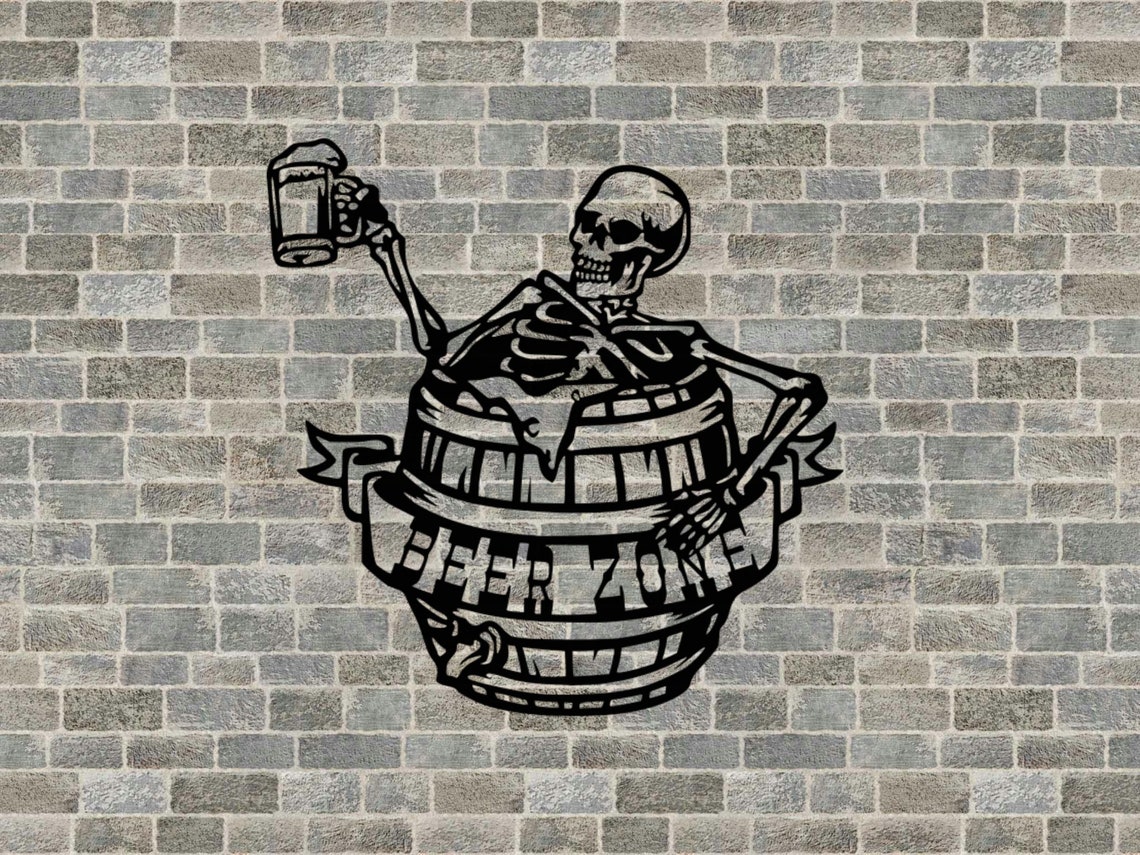 Custom Metal Beer Zone Skeleton Wall Art Unique Bar Decor Personalized ...