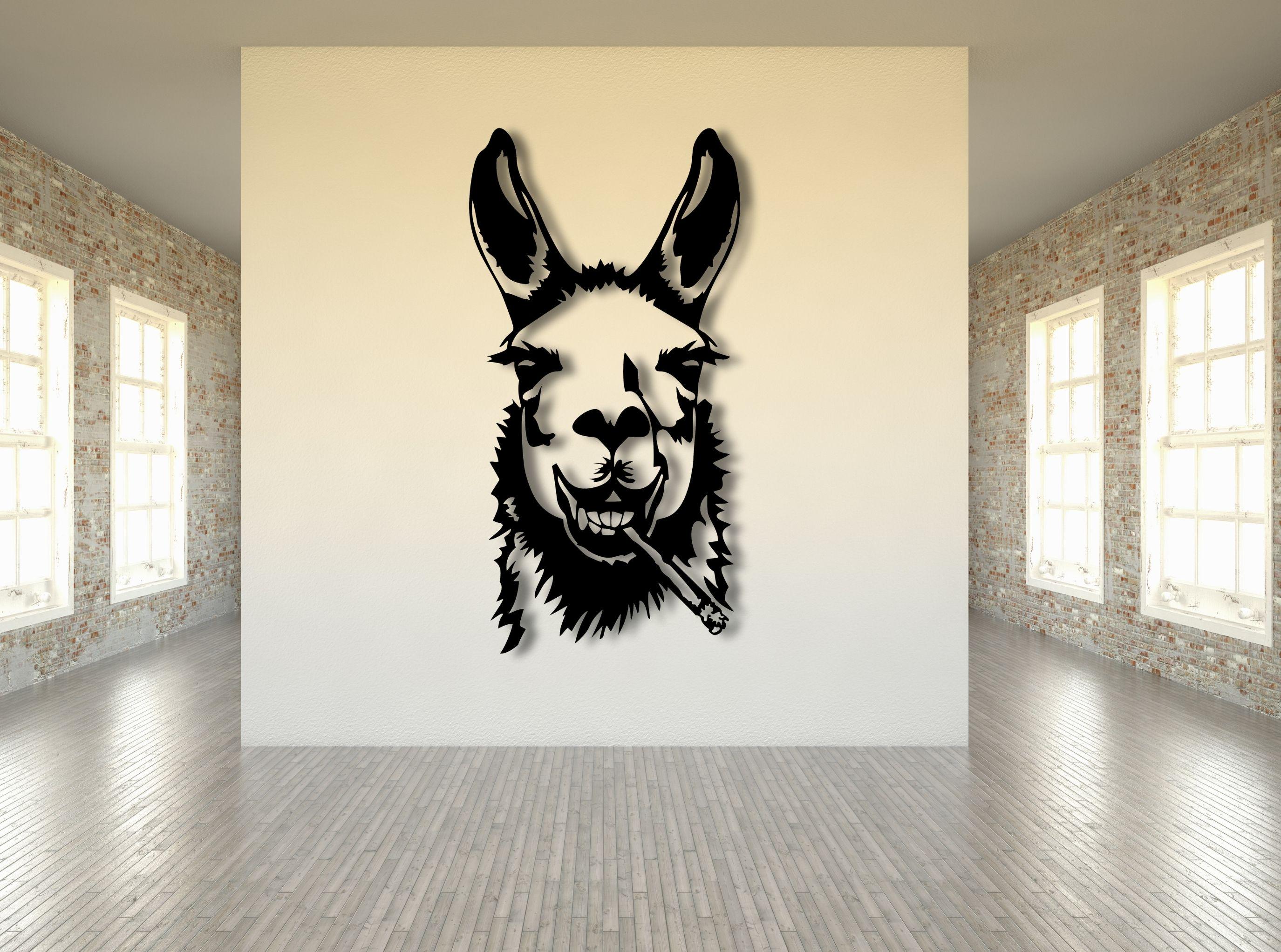 Funny Llama Smoking Metal Wall Art Quirky Llama Decor Animal Lover Wall ...