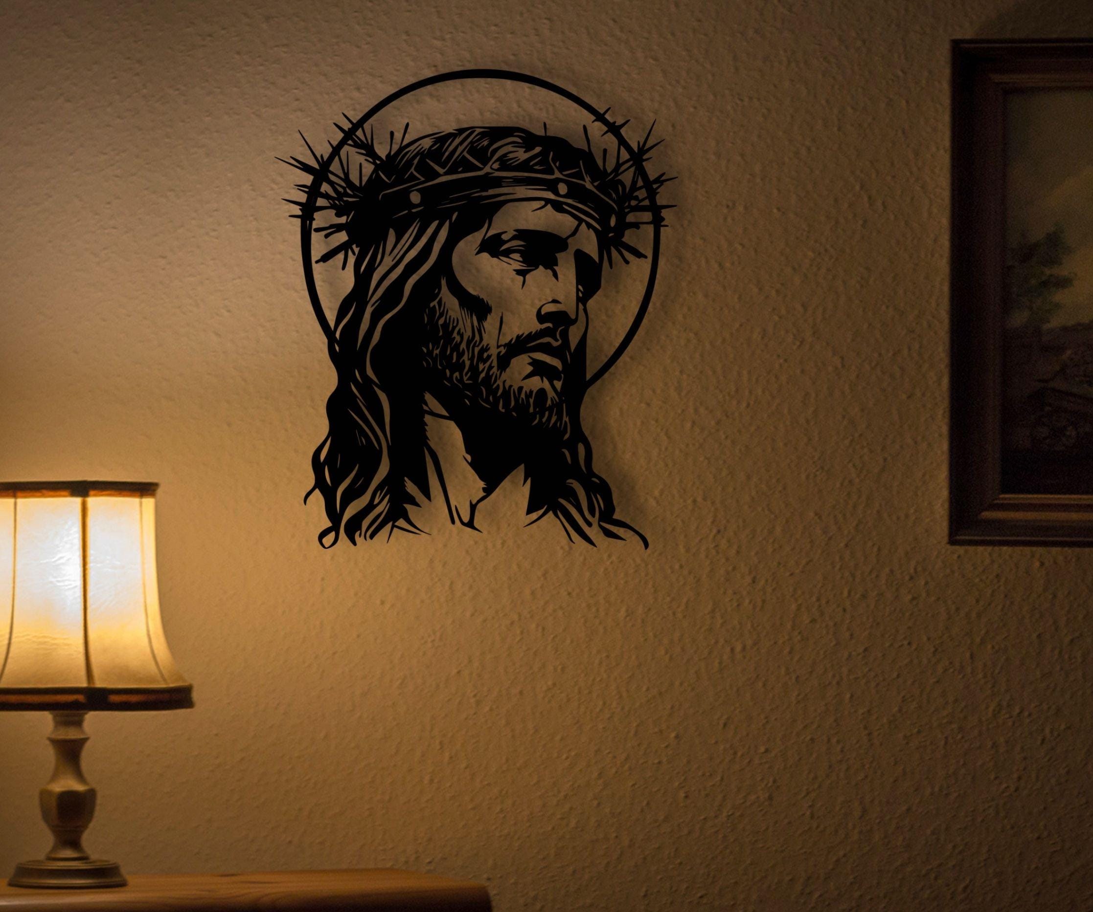 Customizable Metal Laser Cut Jesus Wall Art With Halo Personalized ...