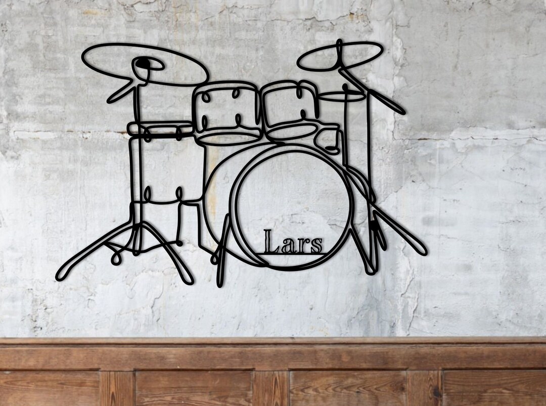 Modern Line Art Drum Set Wall Decor Gift for Drummers and Music Lovers ...