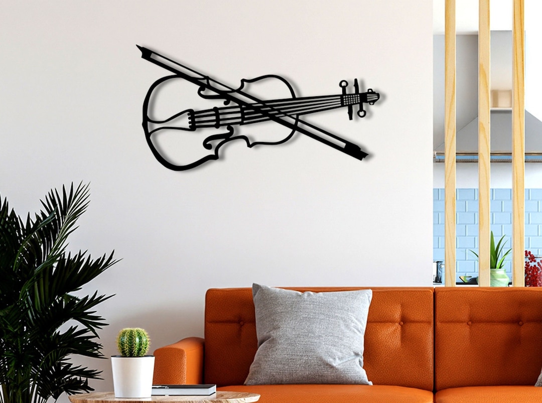 Customizable Metal Violin Wall Art, Violin Wall Decor, Music Room Art ...