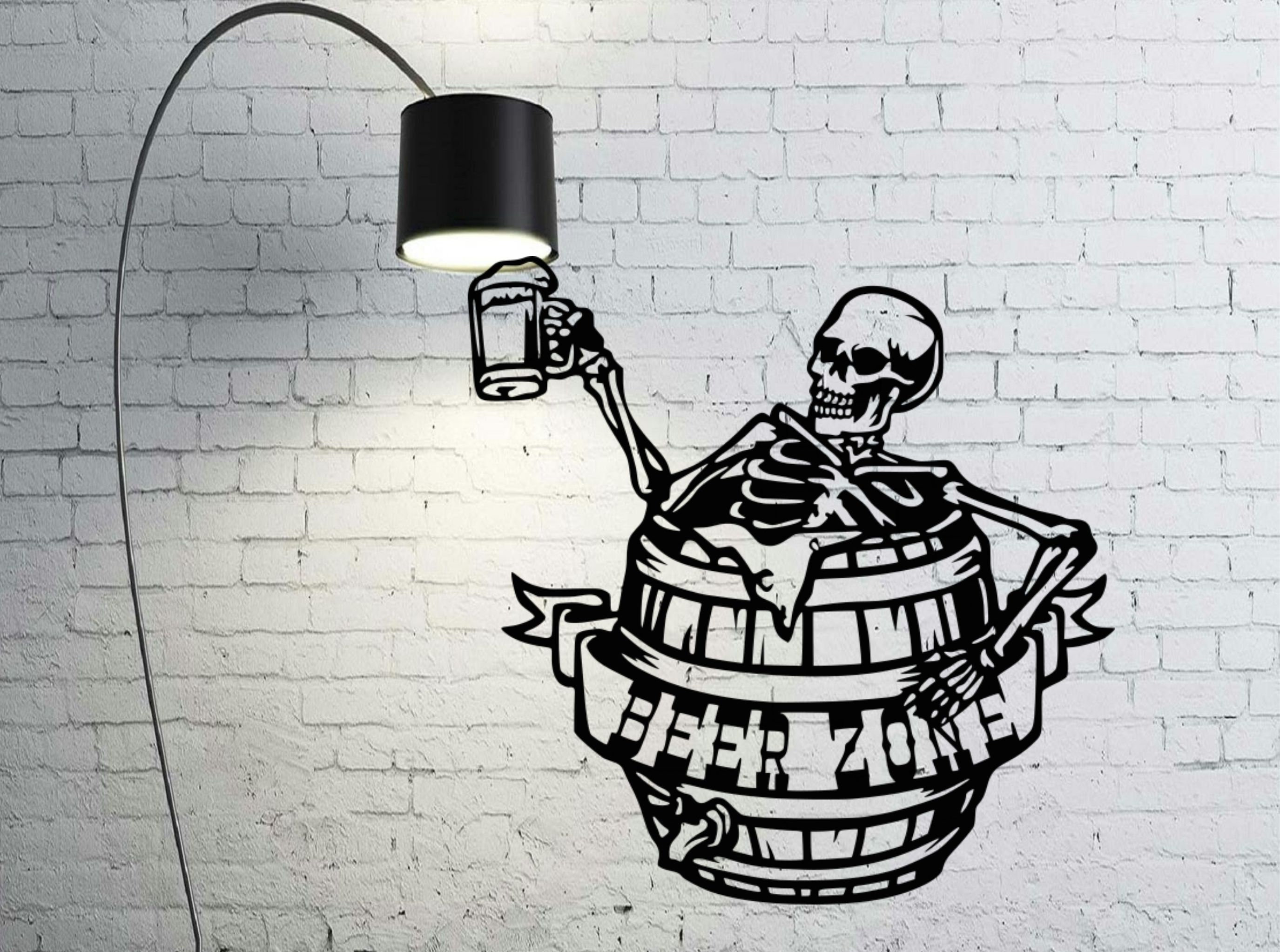 Custom Metal Beer Zone Skeleton Wall Art Unique Bar Decor Personalized ...