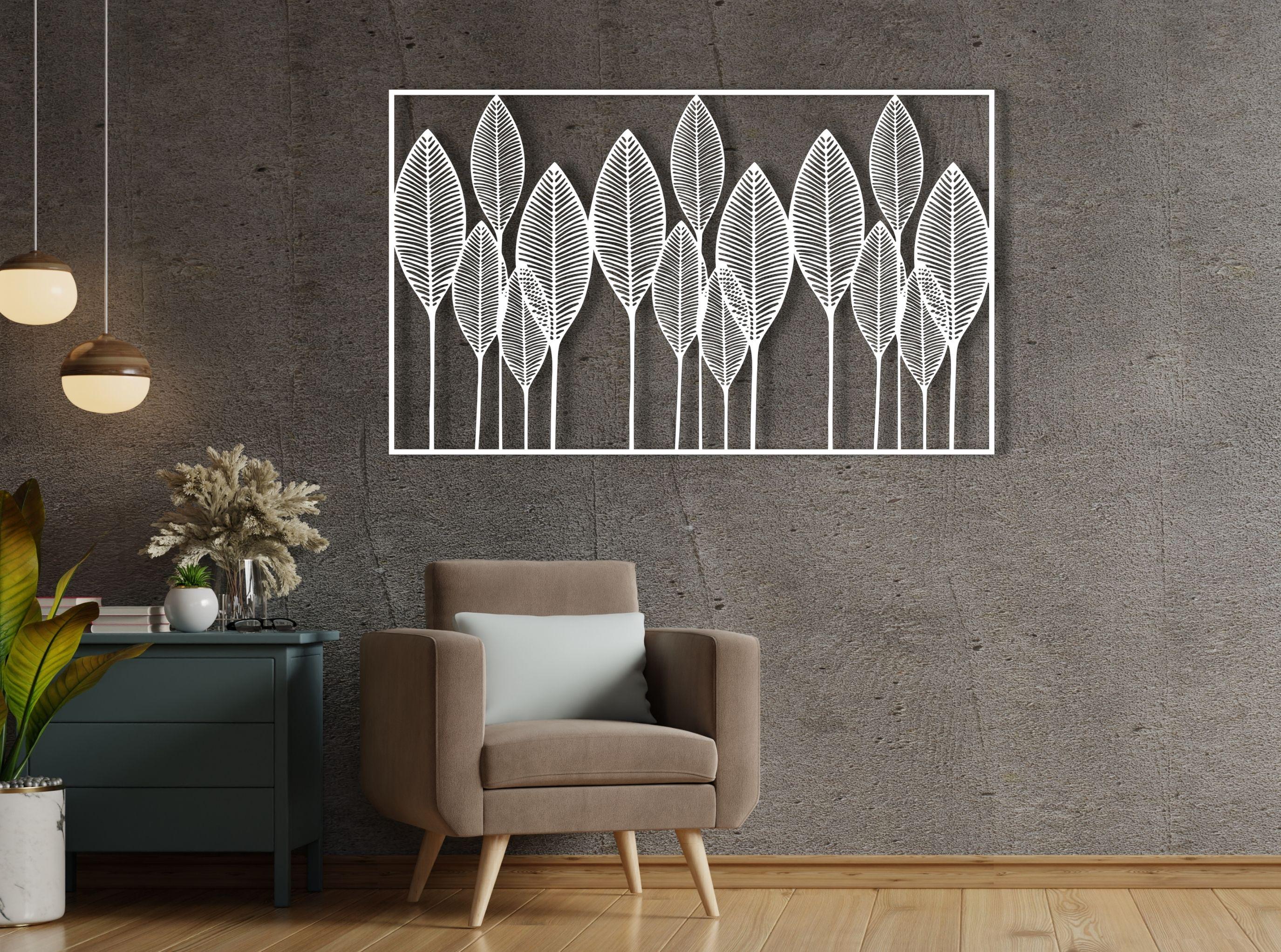 Leaf Line Art Metal Wall Decor Minimalist Botanical Wall Art Modern ...