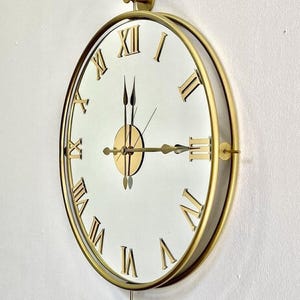 Gold Roman Numerals Mirror Wall Clock, Mid Century Modern Decor - Etsy