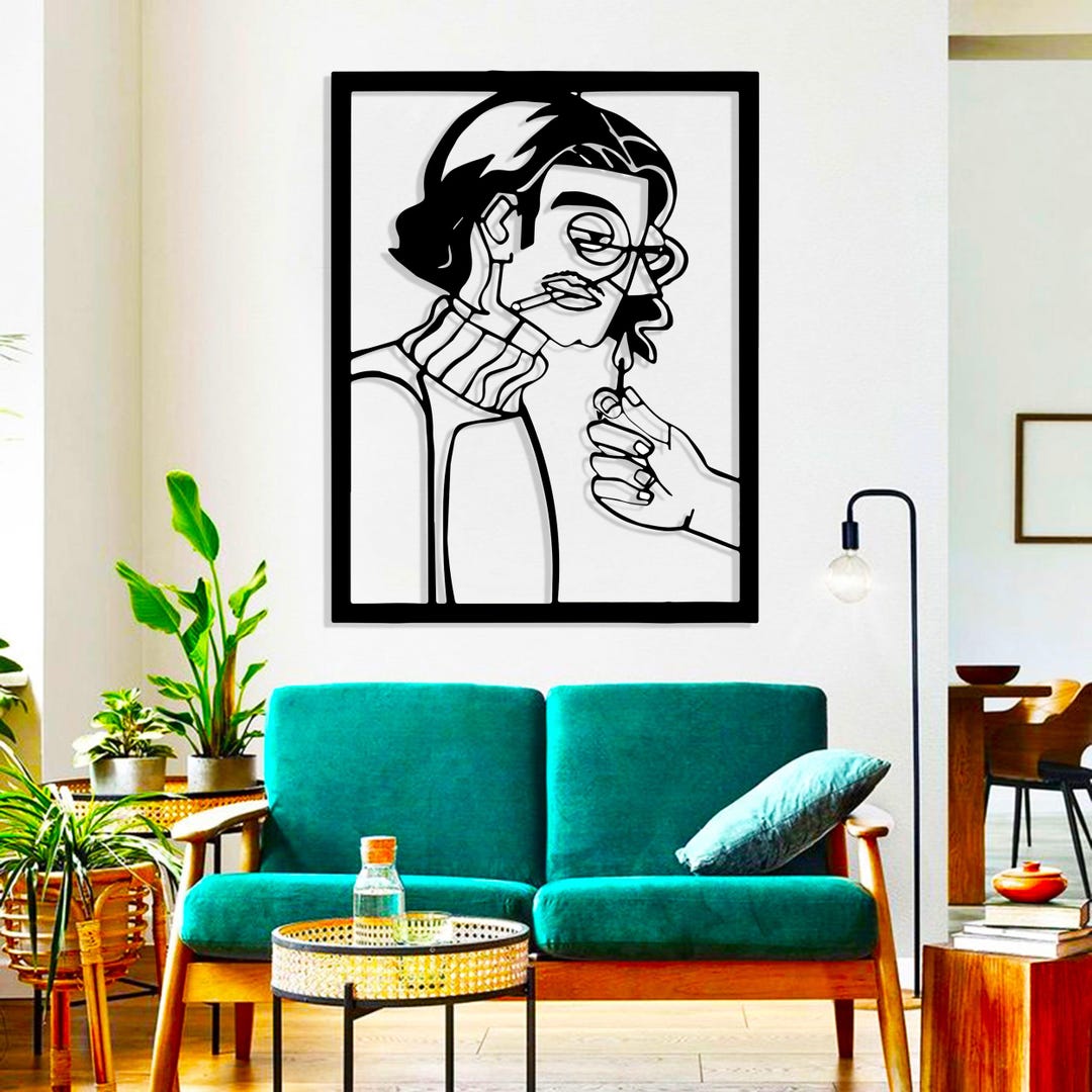 Cubism Portrait Metal Wall Art | Abstract Male Line Art | Modern ...