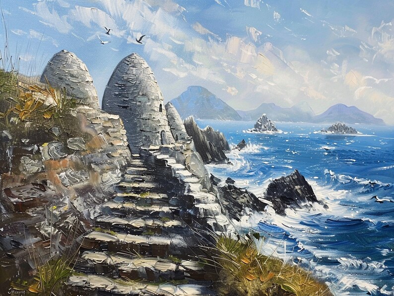 Up the Steps of Skellig Michael Oil Painting Wall Art - Etsy