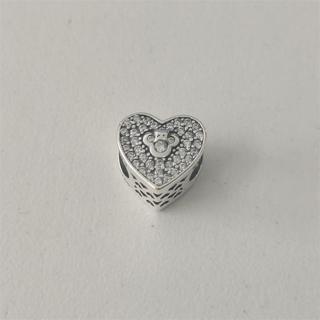 PANDORA Mickey Mouse and Minnie Mouse Sparkling Heart Charm - Etsy