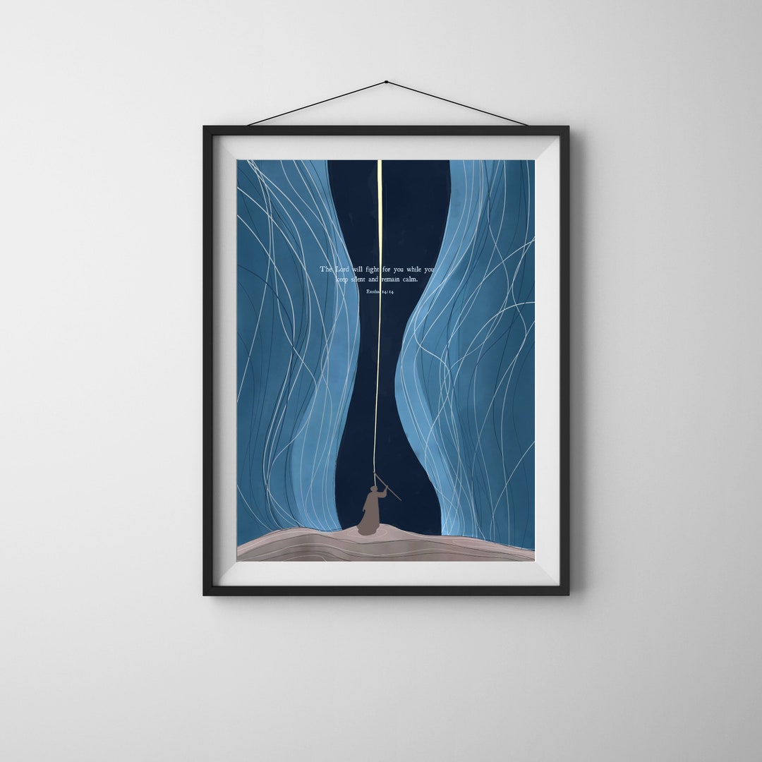 Splitting the Red Sea Faith Based Digital Print Bible Wall Print ...