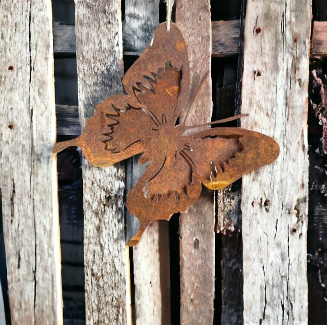 Large Rusty Metal Butterfly, Rusty Butterfly, Garden Ornament, Rusty ...
