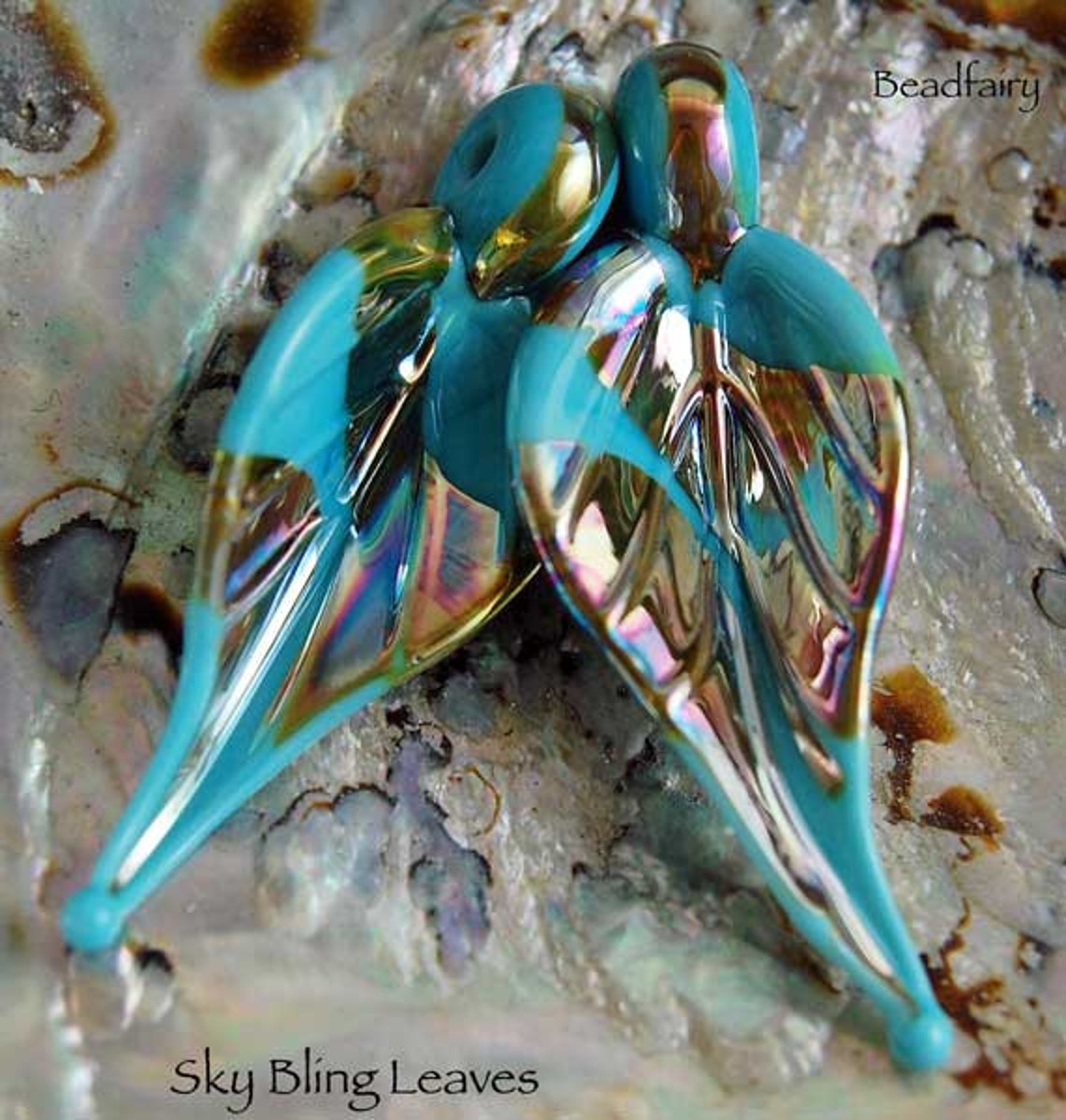 Sky Bling Leaves 7 Handmade Glass Beads Leaves Blue - Etsy