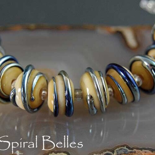 10 Triton Ivory Spiral Belles Handmade Lampwork Beads Metallic | Etsy