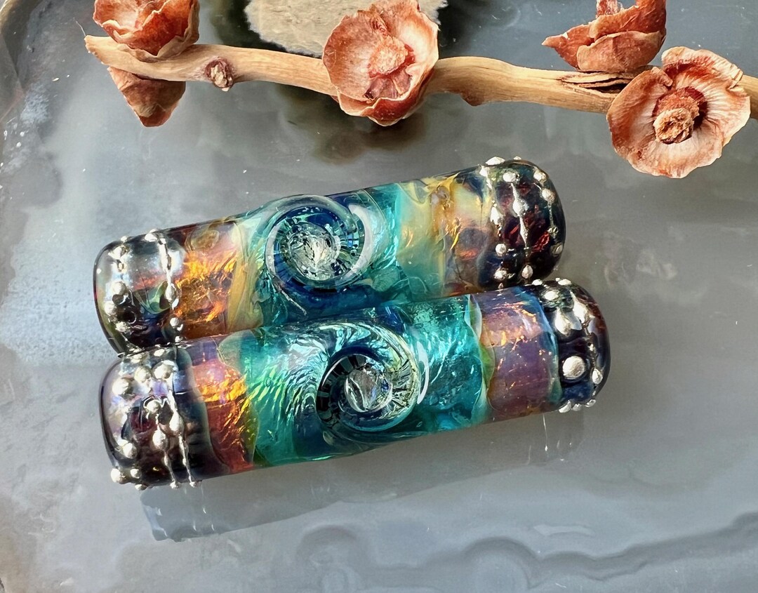 Silvered Cool Day Tubes Handmade Lampwork Glass Beads by Karin Hruza ...