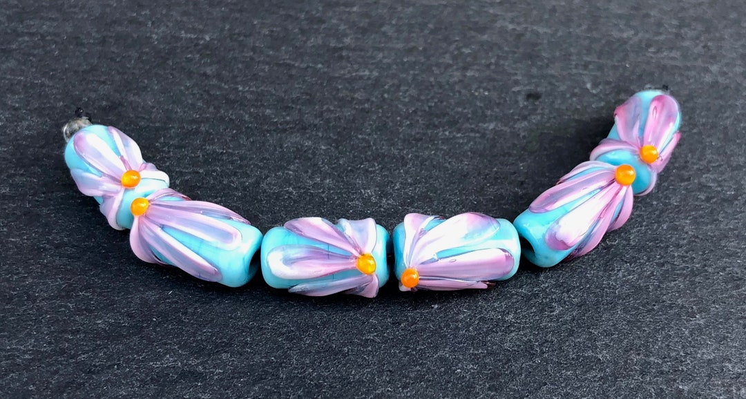 1 Pair or 6 Flower Mini Rolls Handmade Lampwork Beads by - Etsy
