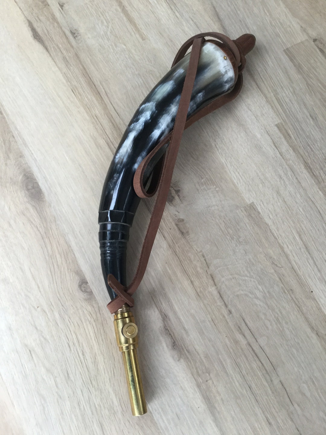 Napoleonic Powder Horn With Leather Strap Pirate Flintlock Pistol ...