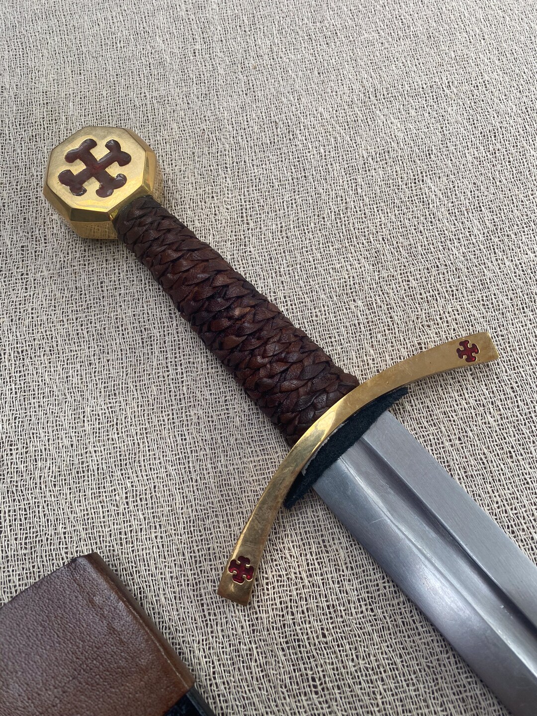 Medieval Templar Dagger With Leather Sheath Re-enactment Costume Prop ...