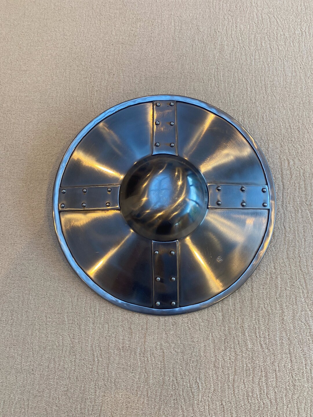 38cm Round Buckler Shield With 4 Plates. 2mm Steel Medieval Re ...