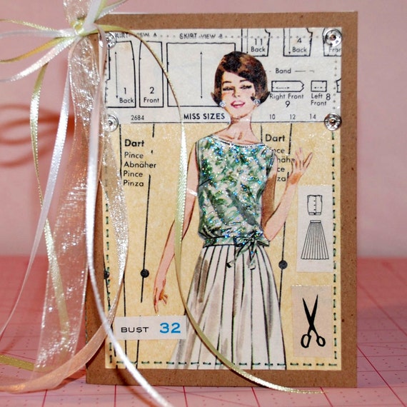 Items similar to Mini Sewing Pattern Collage Notebook on Etsy