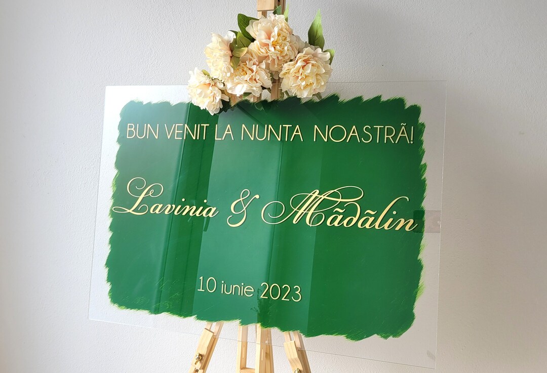 Emerald Green Welcome Sign, Wedding Welcome Sign, Customisable Acrylic ...