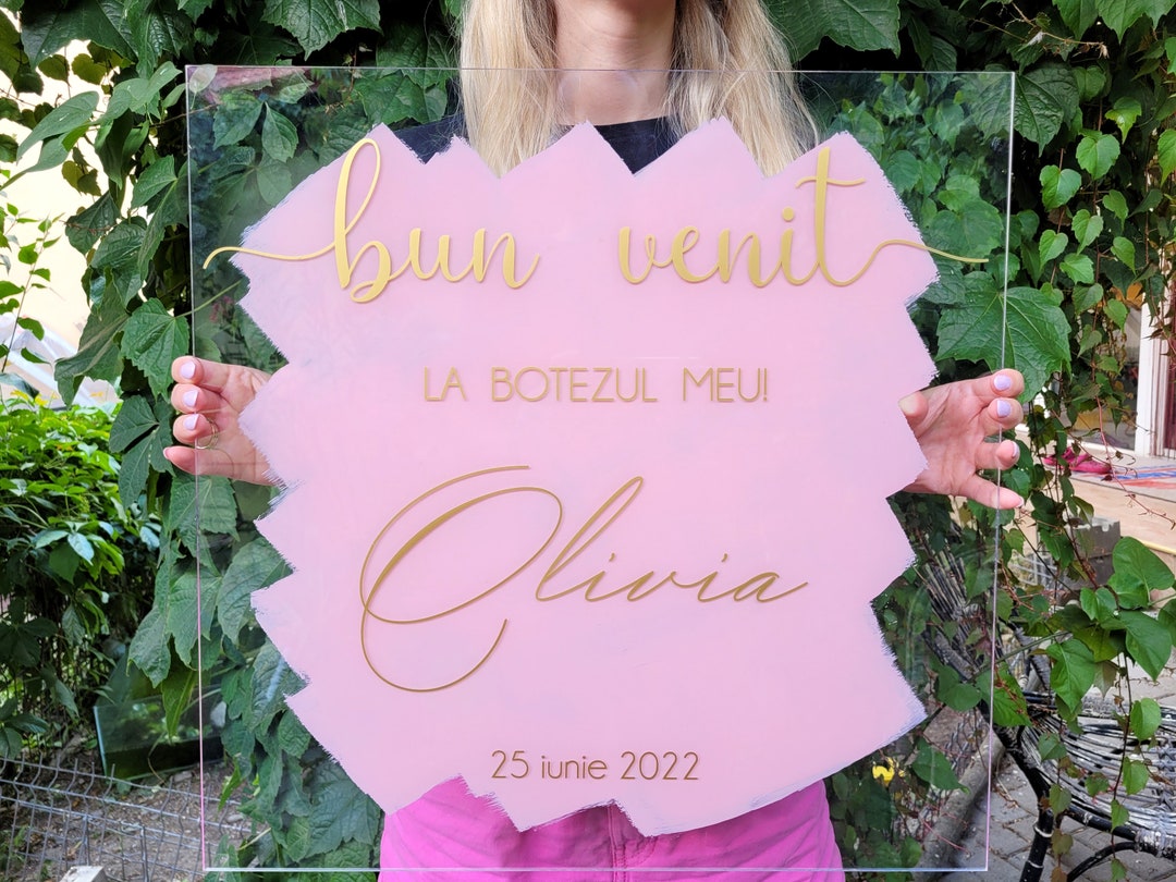 Blush Pink Baby Shower Welcome Sign, Welcome Sign, Customisable Acrylic ...