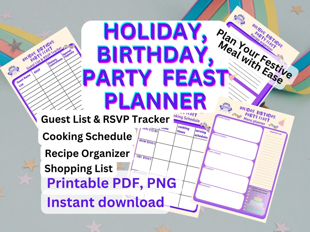 Printable Holiday, Birthday, Party Feast Planner Plan Your Festive Meal ...