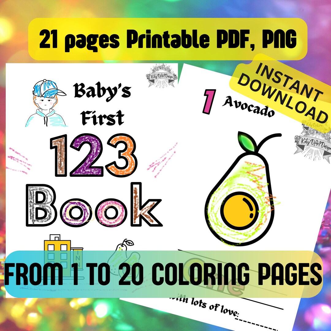 123 Baby Shower Coloring Book - 20 Pages of Baby's First Numbers With ...