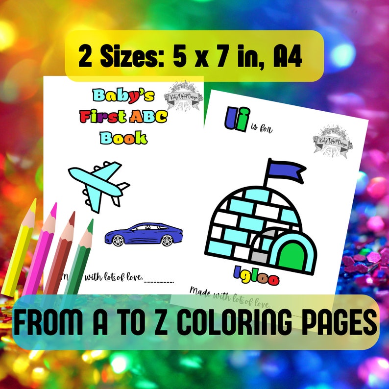 Baby's First ABC Coloring Book | Printable | Sizes 5x7 & A4 | PDF, PNG ...