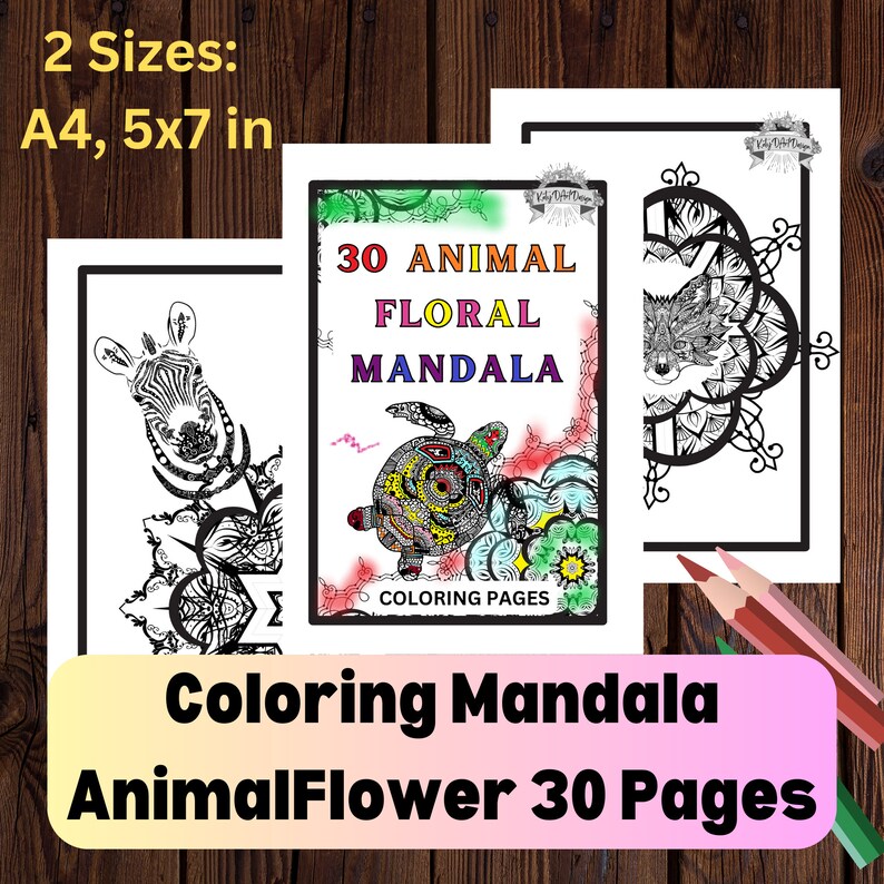 Animal Floral Mandala Coloring Pages | Relaxing Printable Art - Etsy