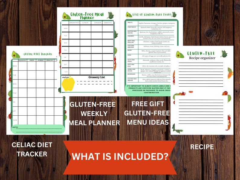 Printable Gluten-free Meal Planner & Recipe Organizer Celiac Diet ...