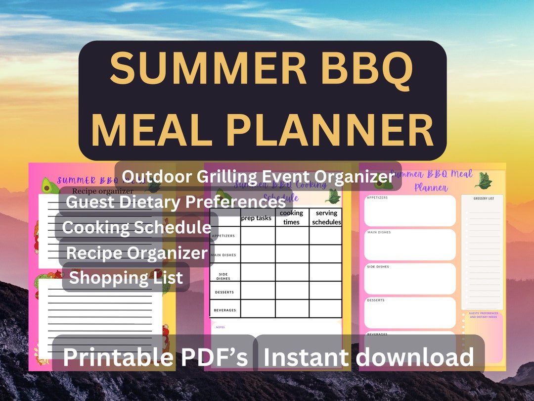 Printable Summer BBQ Meal Planner Outdoor Grilling Event Organizer - Etsy