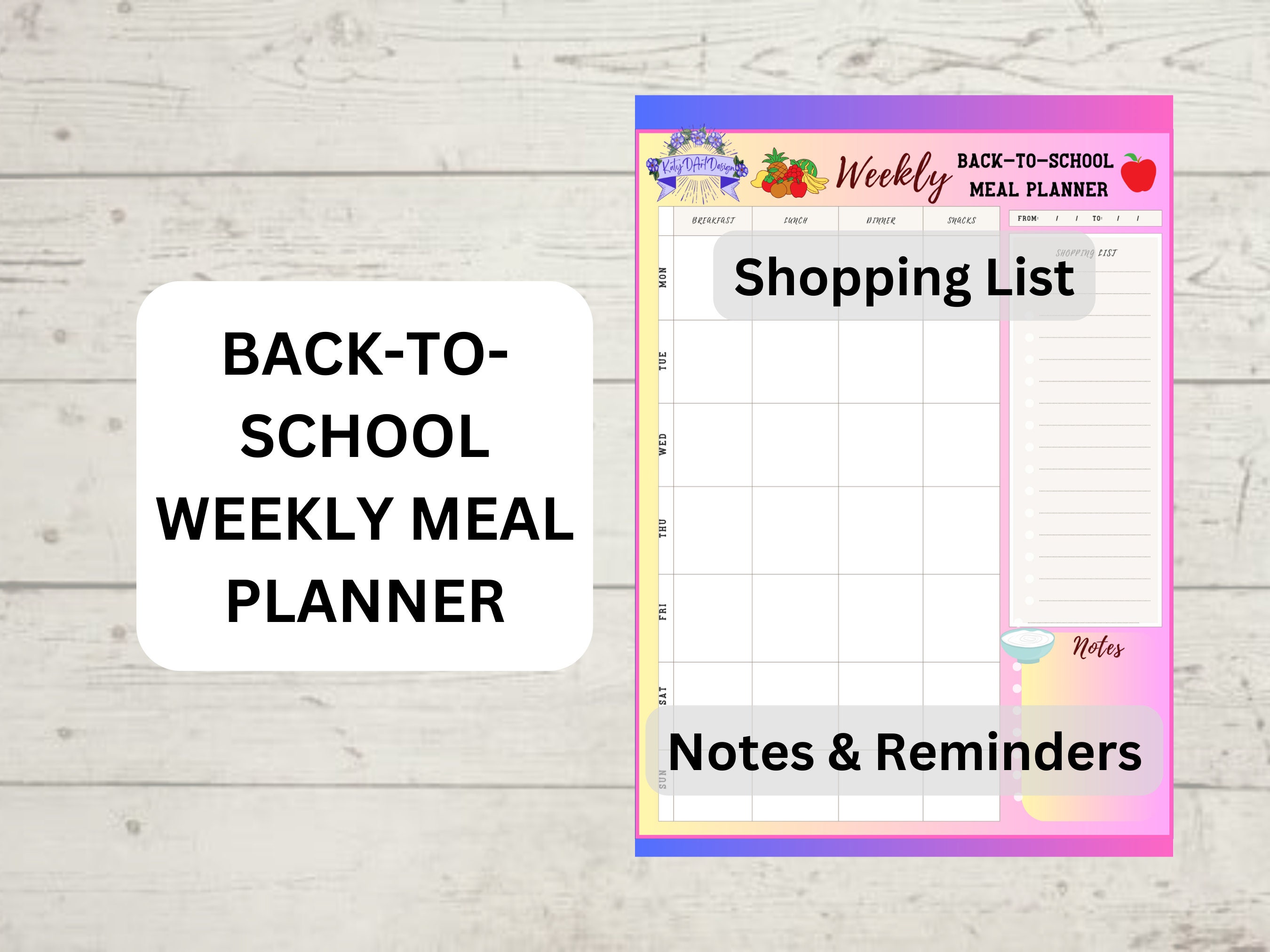 Printable Back-to-school Meal Planner - Organize Your Week With Easy ...