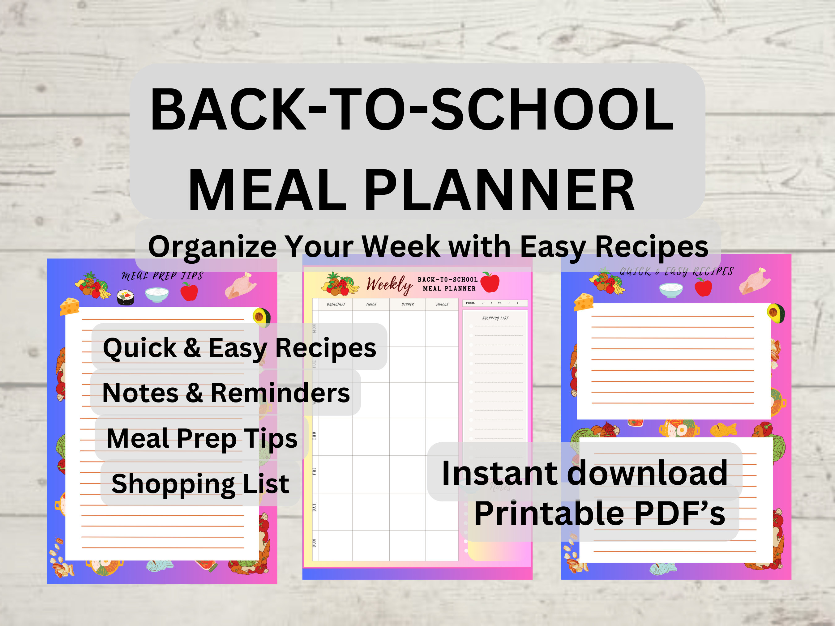 Printable Back-to-school Meal Planner Organize Your Week With Easy ...