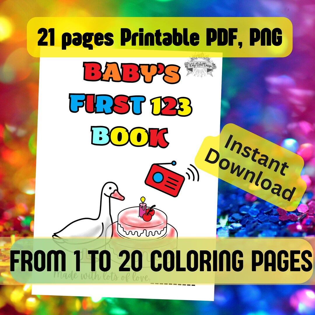 123 Baby Shower Coloring Book - 20 Pages of Baby's First Numbers With ...