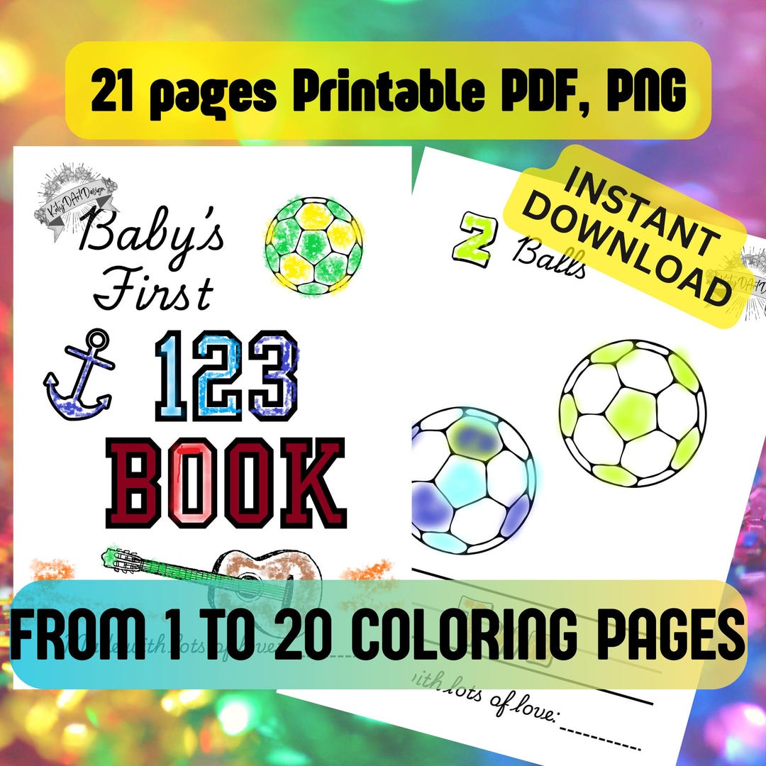 123 Baby Shower Coloring Book - 20 Pages of Baby's First Numbers With ...