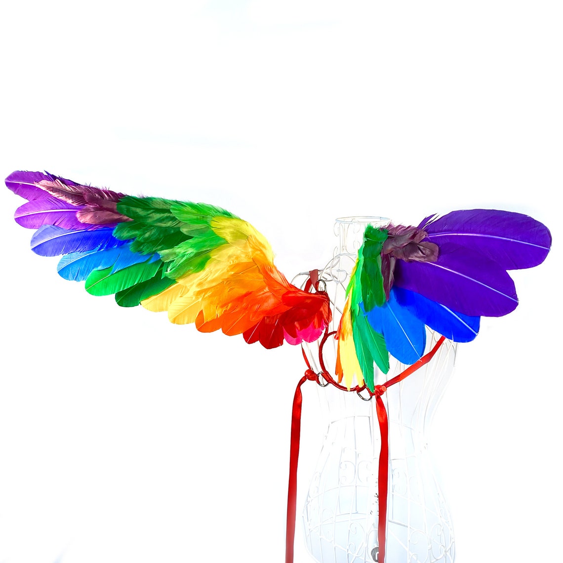 Rainbow Feather Angel Wings MEDIUM Size Cosplay Photography - Etsy