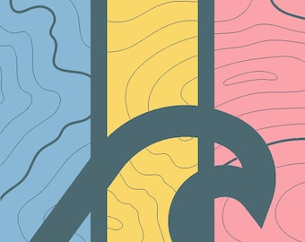 Retro Wave Topographic Decal - Etsy