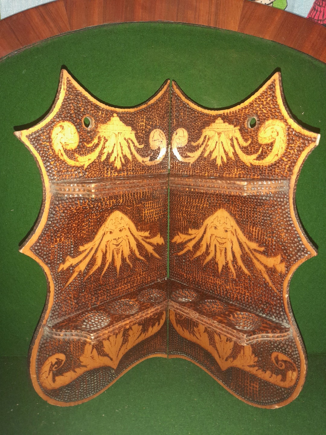 Antique Pokerwork Corner Pipe Rack Hinged - Etsy