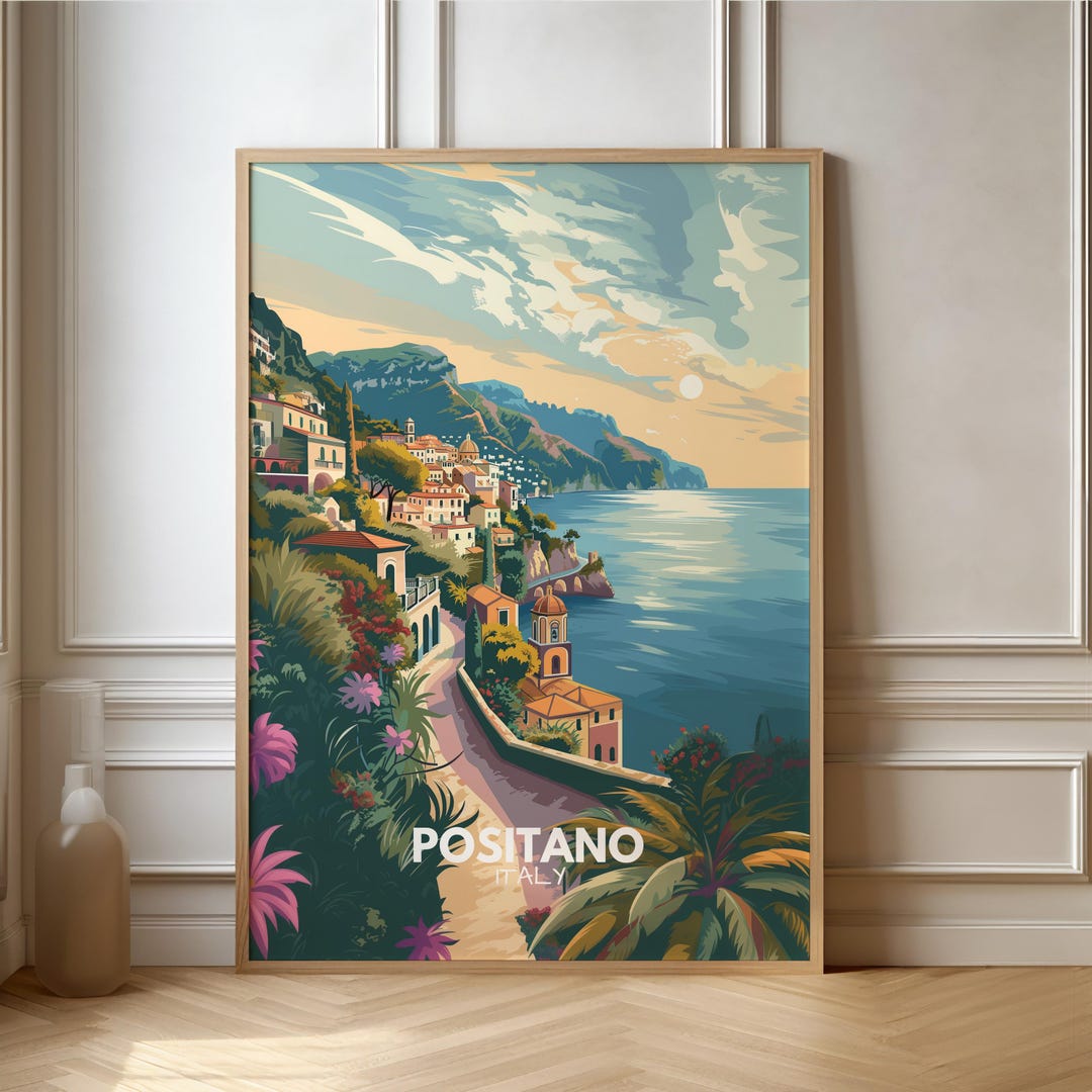 Positano Poster, Amalfi Coast Poster, Italy Travel Poster | Gift for ...